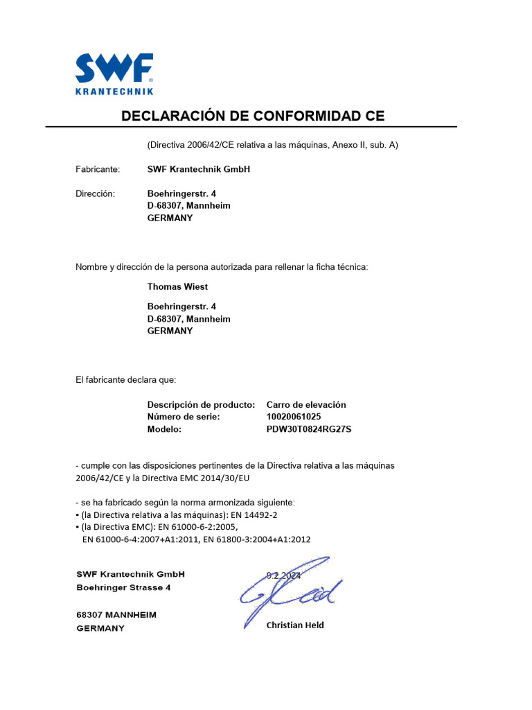 4.5 Certificado Del Polipasto - Gancho - Cable Acero | PDF | Electrical Engineering | Electricity