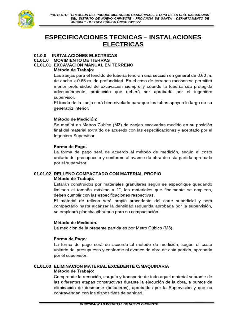 Especificaciones Tecnicas Instalaciones Electricas | PDF | Diodo emisor de luz | Encendiendo