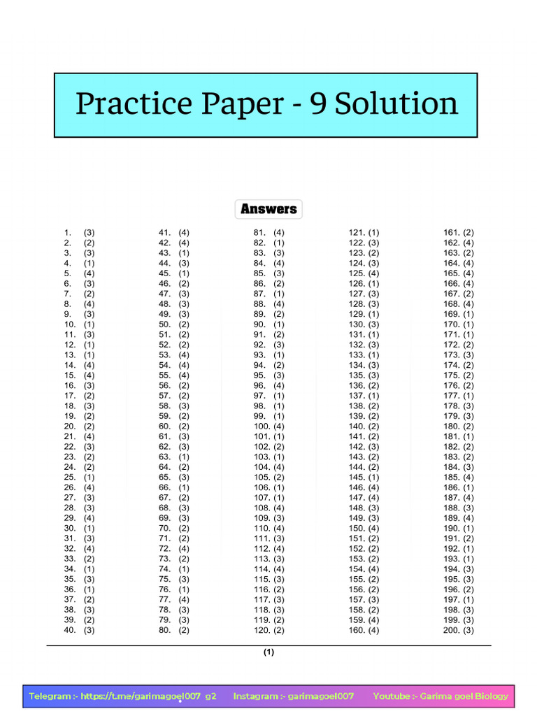 Practice Paper 9 Solution | PDF