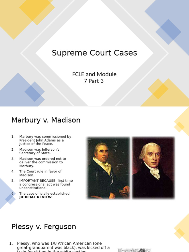 FCLE Review Supreme Court Cases | PDF | Search And Seizure | Litigation