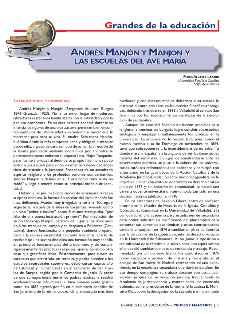 Biografía Padre Manjón | PDF | Continente | Iglesia Católica