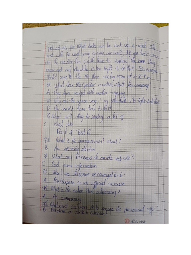 Chép Part 4 Test 6 | PDF