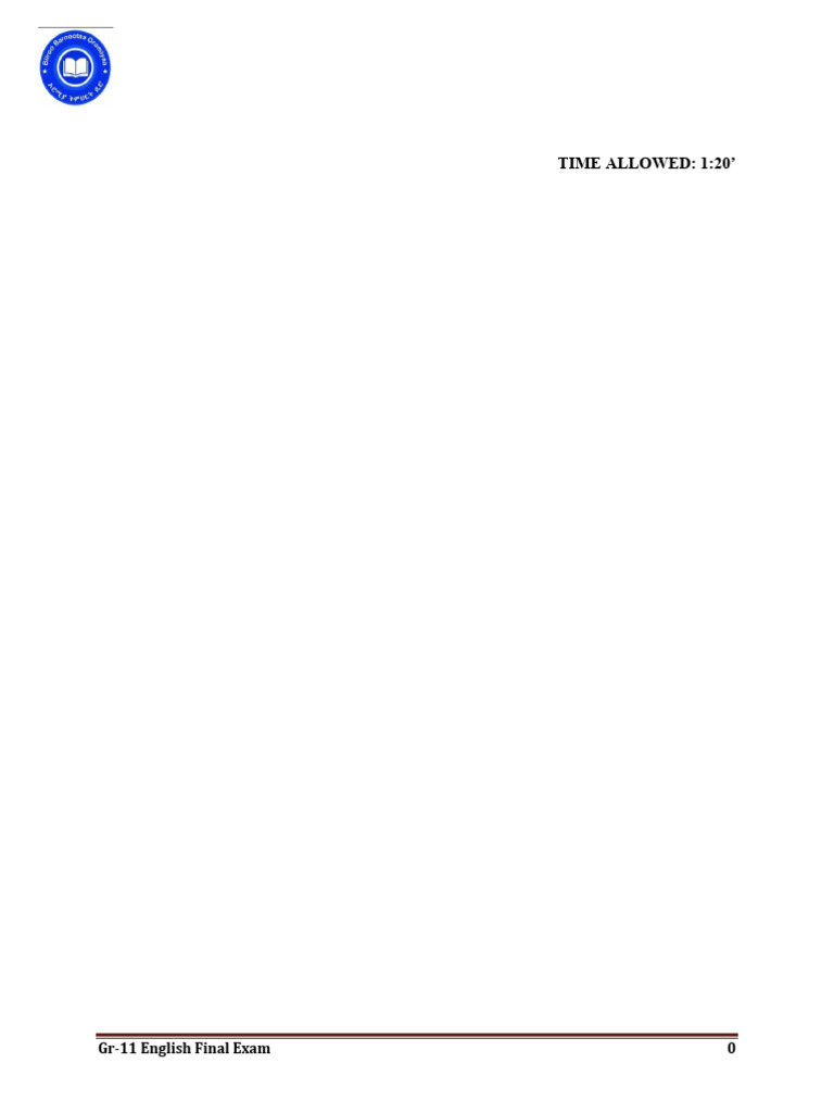 Grade 11 English Final Exam Paper | PDF