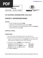 2022-2023 NESA Entrepreneurship Exam | PDF | Business | Economies