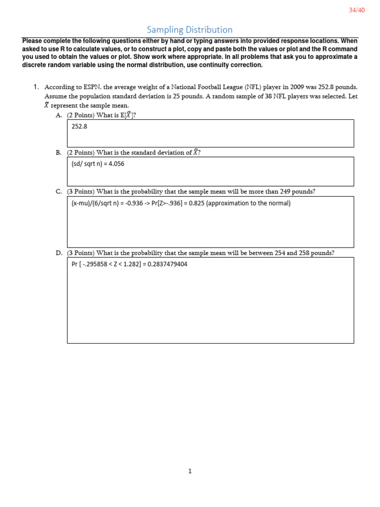 HW 06 Sampling Distribution | PDF | Standard Deviation | Probability Distribution