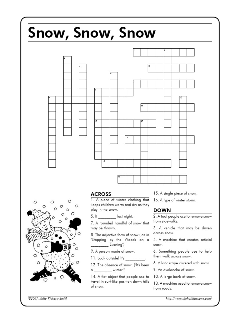 Snow Snow Snow Crossword | PDF | Snow | Precipitation