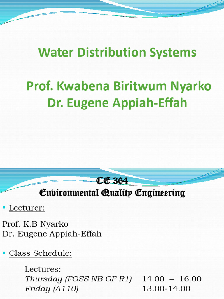 Env Quality Eng I CE 364 Water Distribution and Sewer Design 2021 | PDF ...