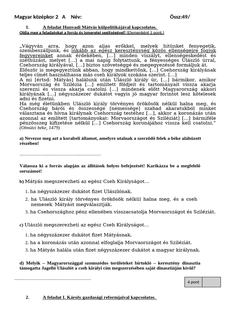 Magyar Középkor 2 ANév | PDF