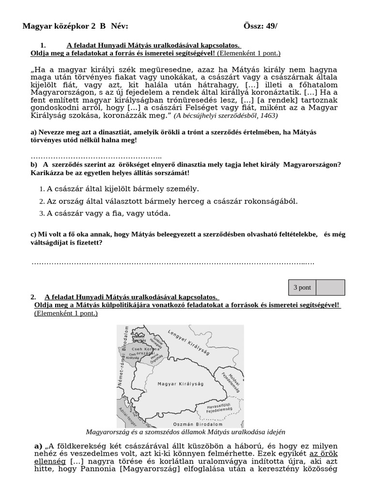 Magyar középkor 2 BNév | PDF