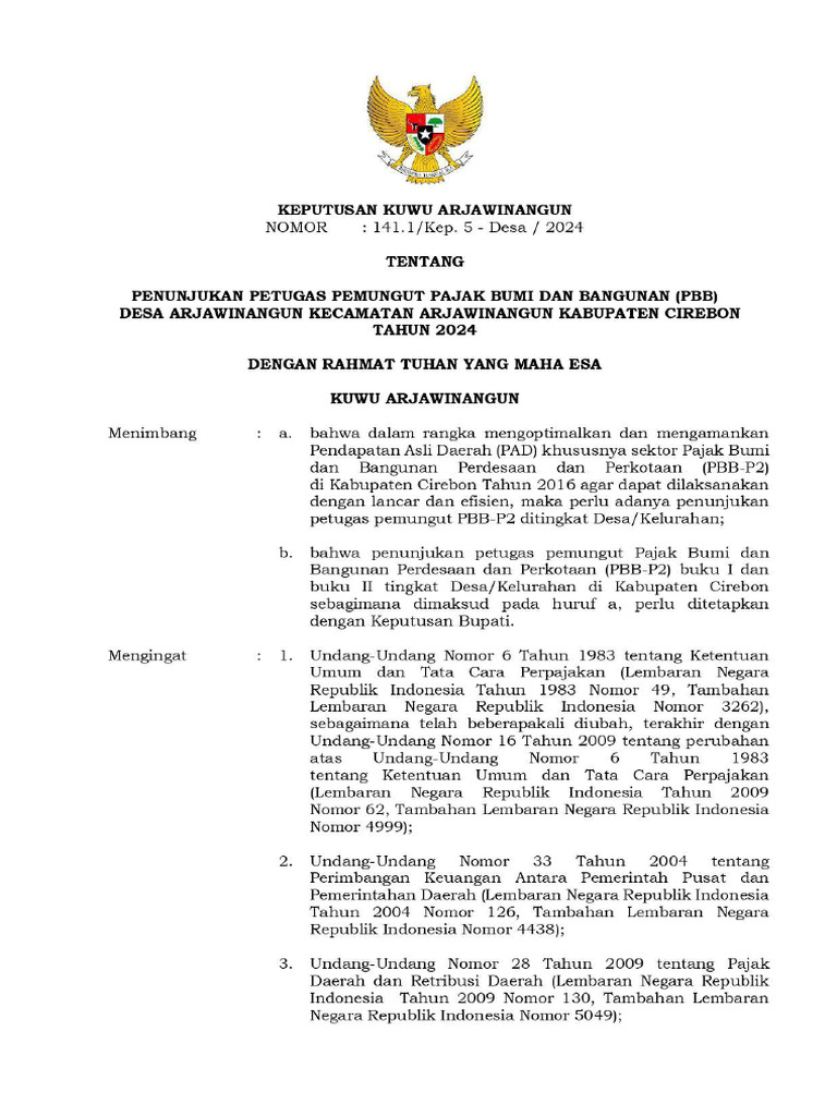 SK Kolektor Pajak PBB 2024 | PDF