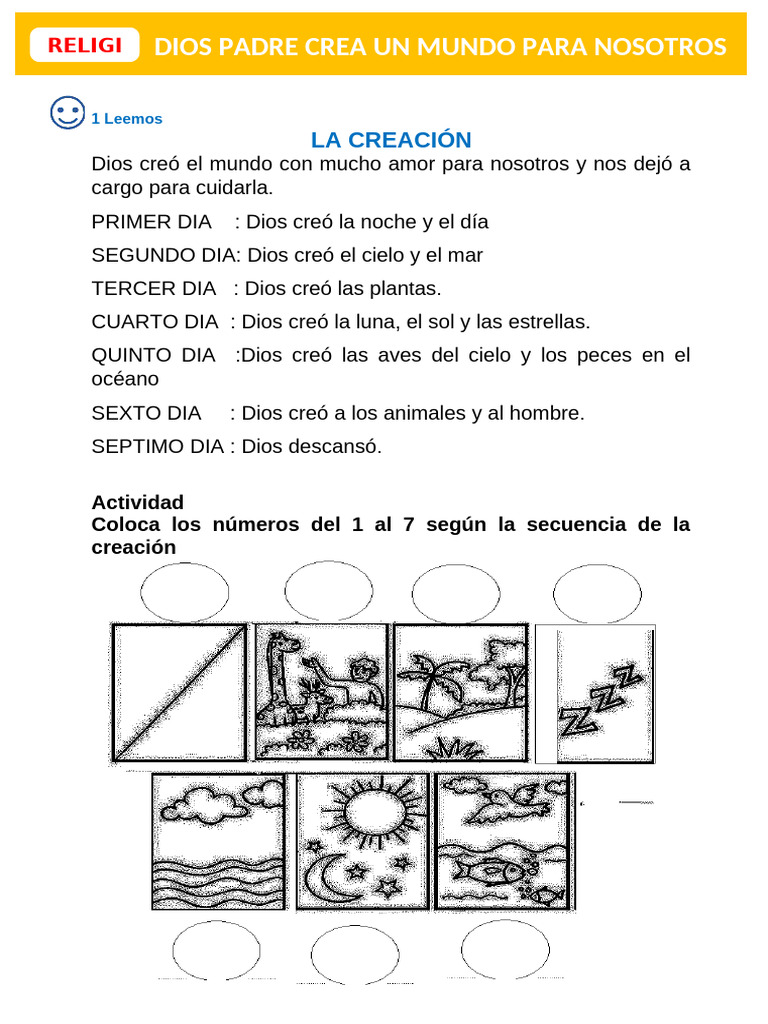 D3 A3 Ficha Rel. Dios Padre Crea Un Mundo para Nosotros. | PDF
