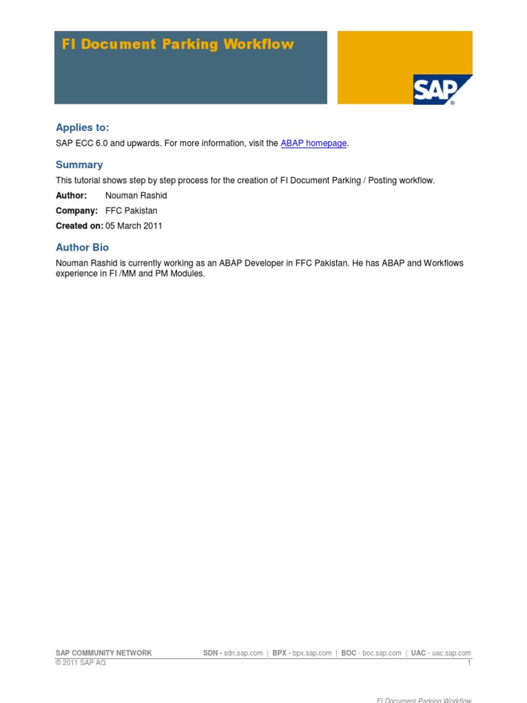 FI Document Parking Workflow | PDF | Workflow | Software