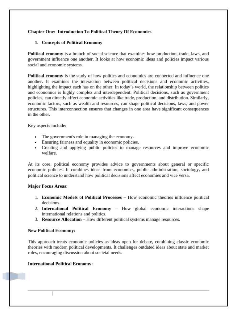 Introduction to Political Economy Concepts | PDF | Economics ...