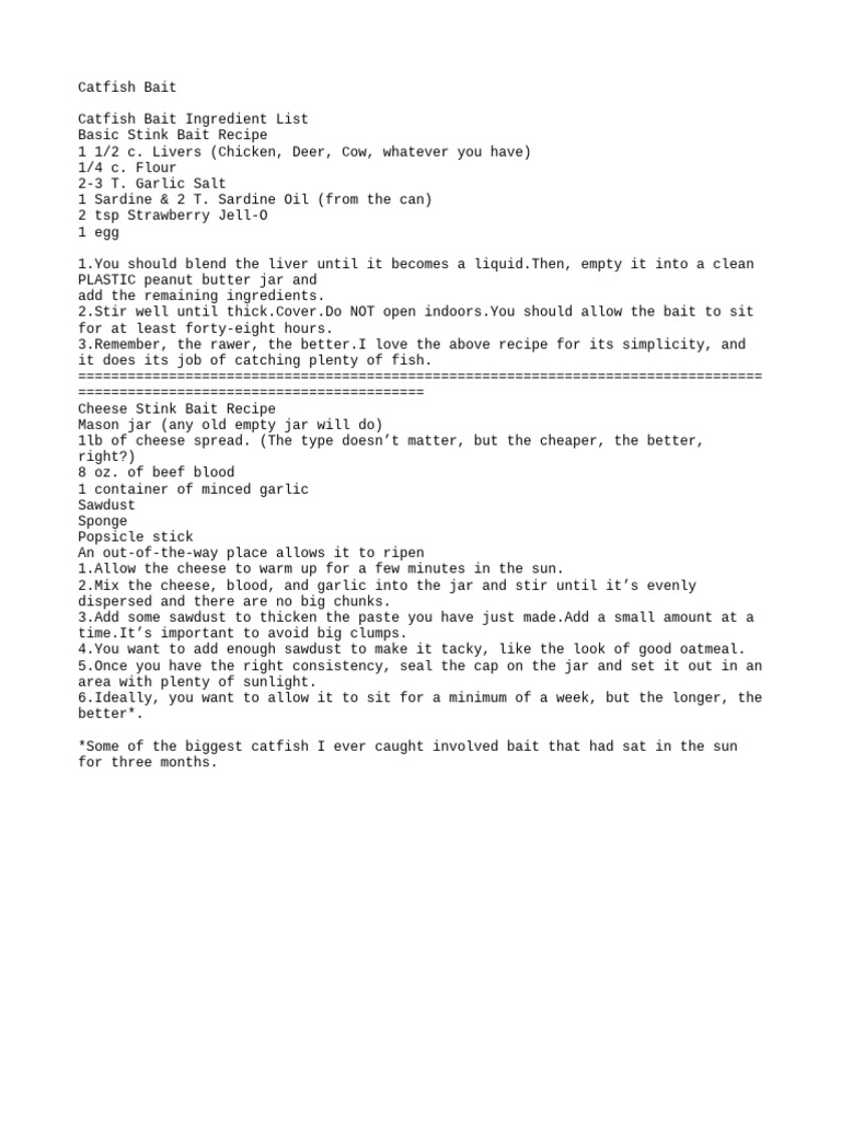 Catfish Bait | PDF