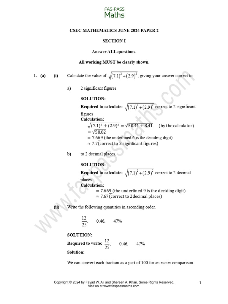 CSEC Maths 2024 June | PDF | Significant Figures | Mathematics