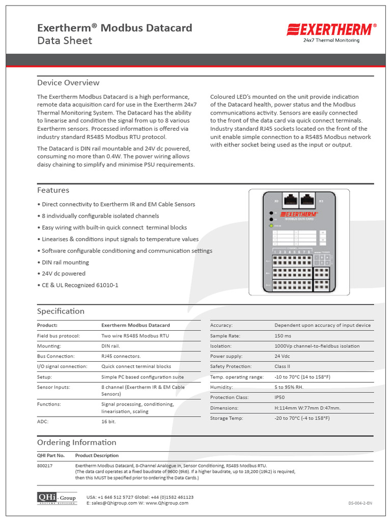 Exertherm® Modbus Datacard | PDF | Physical Layer Protocols | Computer Hardware