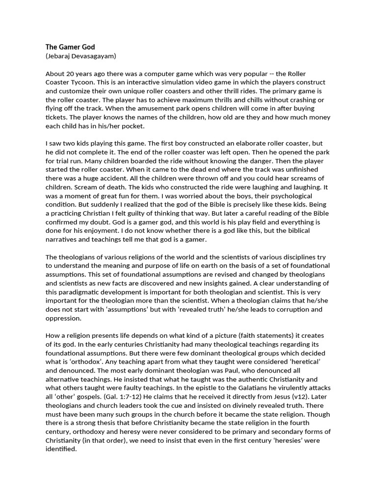 The gamer god | PDF | Paul The Apostle | Theology