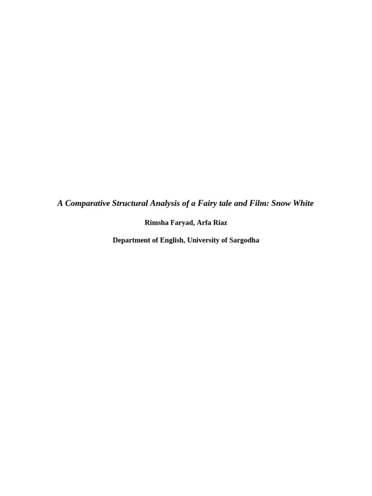 Analyzing Snow White: Tale vs. Film | PDF | Snow White | Fairy Tales