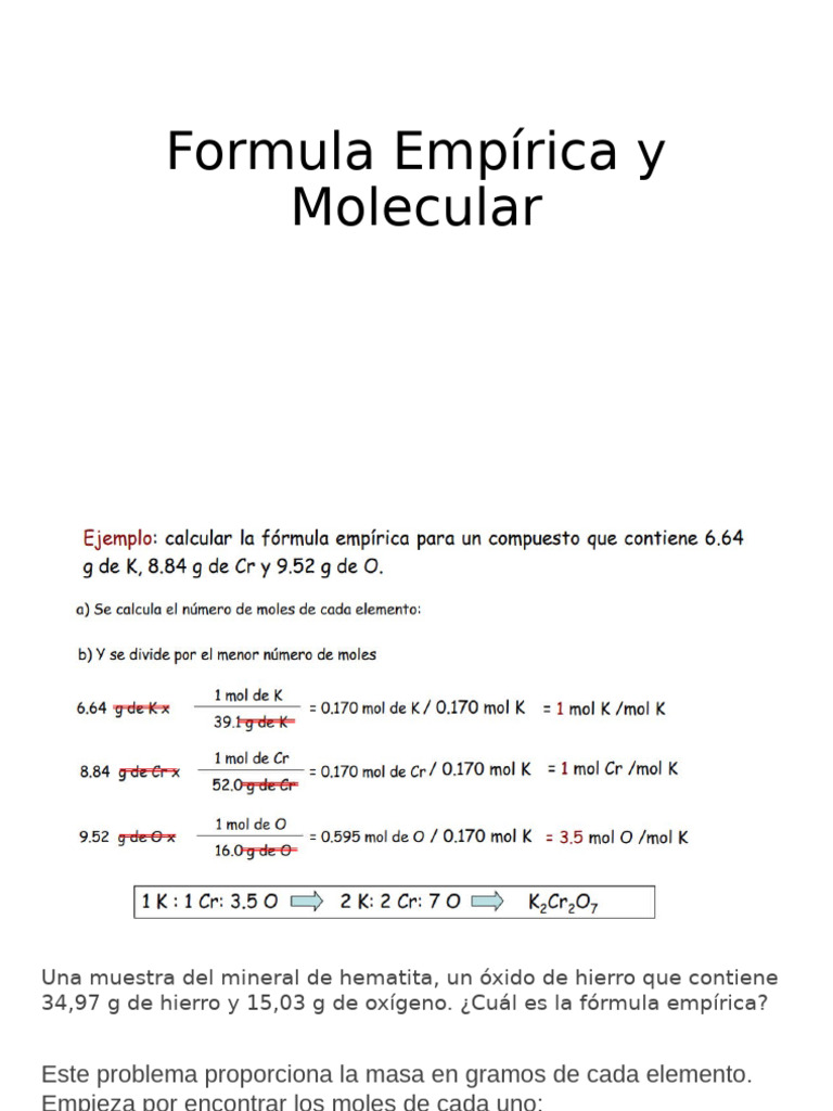Formula Empirica y Molecular | PDF | Ciencia y matemáticas