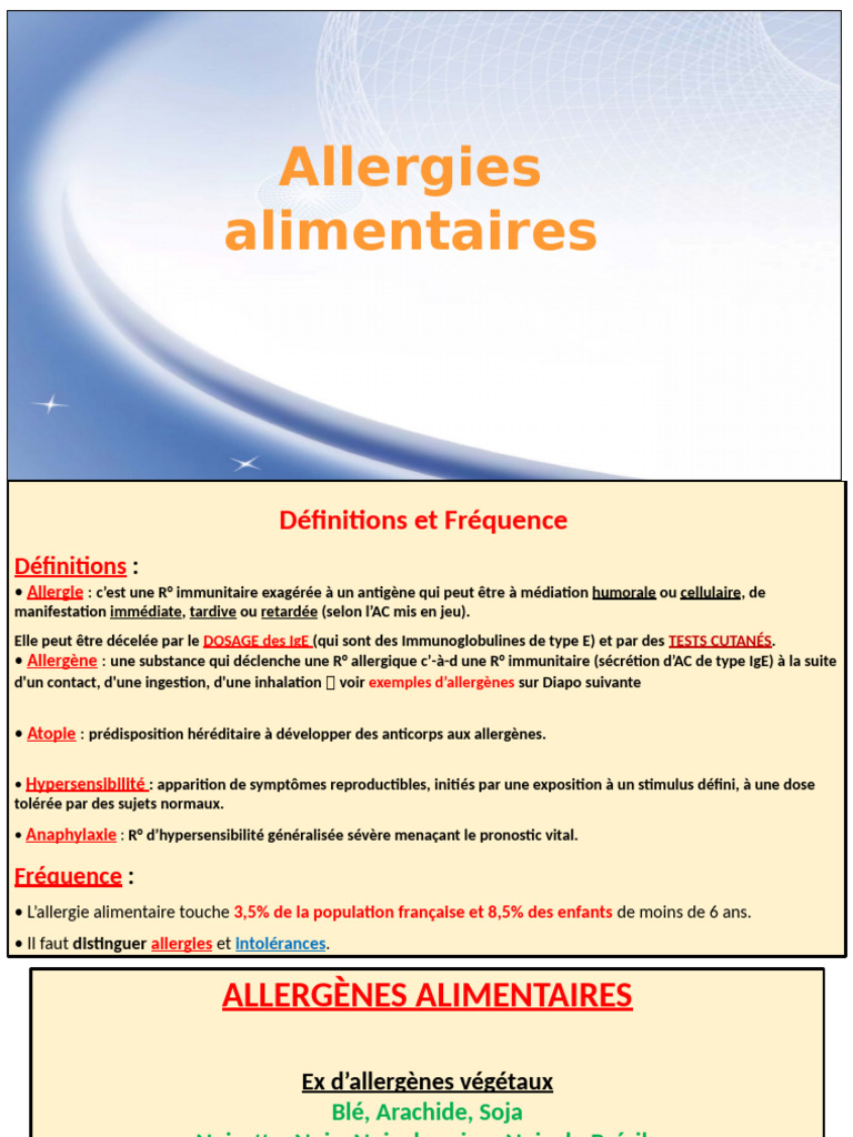 ALLERGIES Alimentaires++ simple | PDF | Allergie | Spécialités médicales