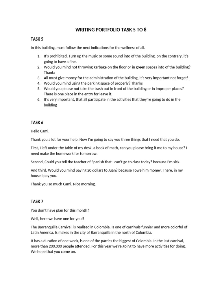 WRITING PORTFOLIO TASK 5 TO 8 SMART- JULIANI CAROLINA GOMEZ | PDF WRITING PORTFOLIO TASK 5 TO 8 SMART- JULIANI CAROLINA GOMEZ | PDF