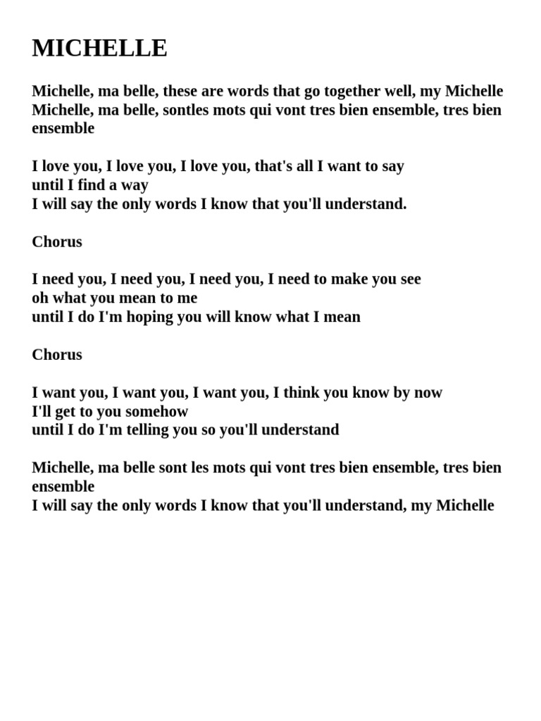 Michelle Lyrics and Translation | PDF