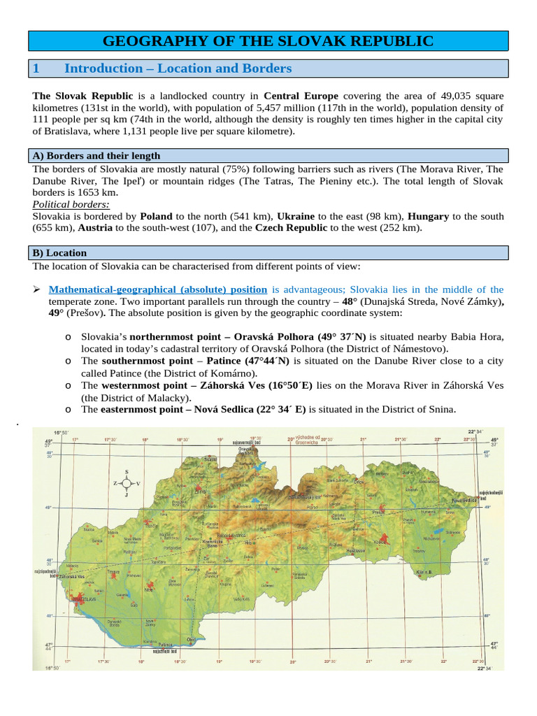 Geography of Slovakia: Key Features | PDF | Slovakia | Earth Sciences