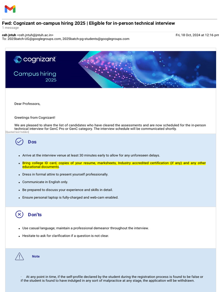 Cognizant Interview Guide 2025 | PDF | Career & Growth | Finance & Money Management