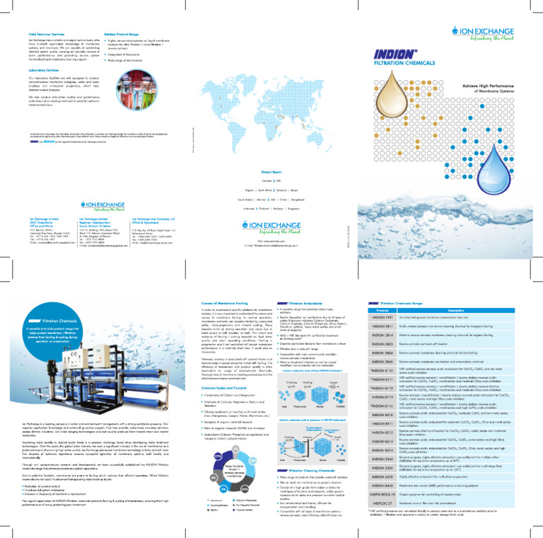 Indion Filtration Chemicals 1 | PDF