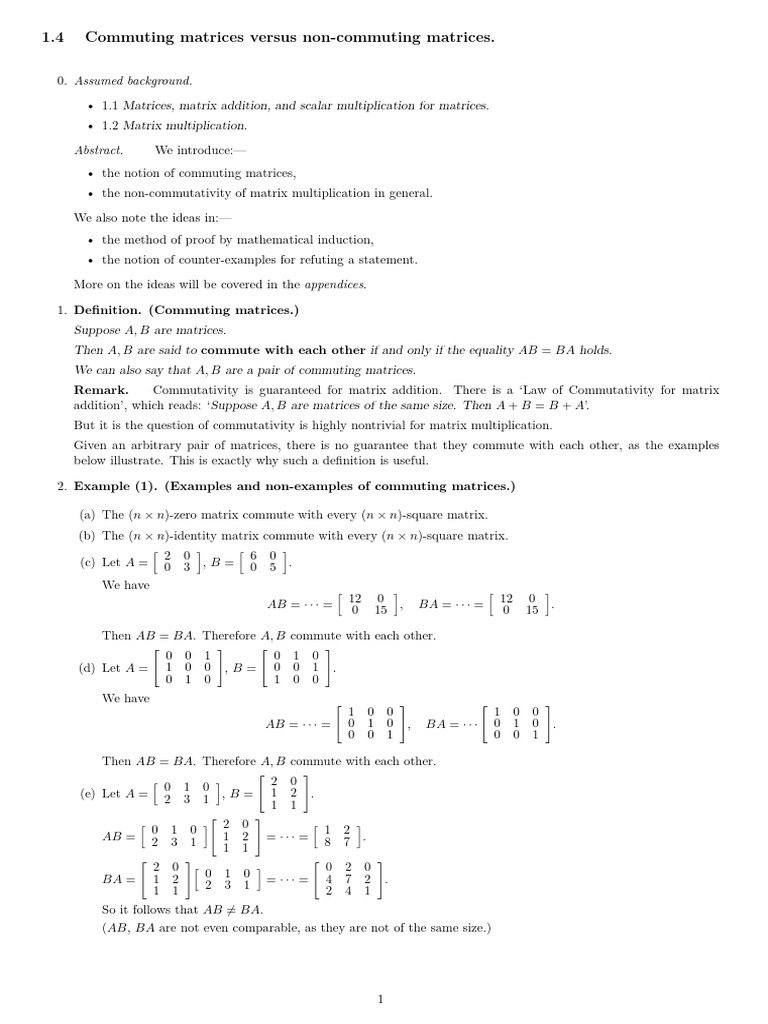 1030b n01 04 Commuting (New) | PDF | Matrix (Mathematics) | Mathematical Proof