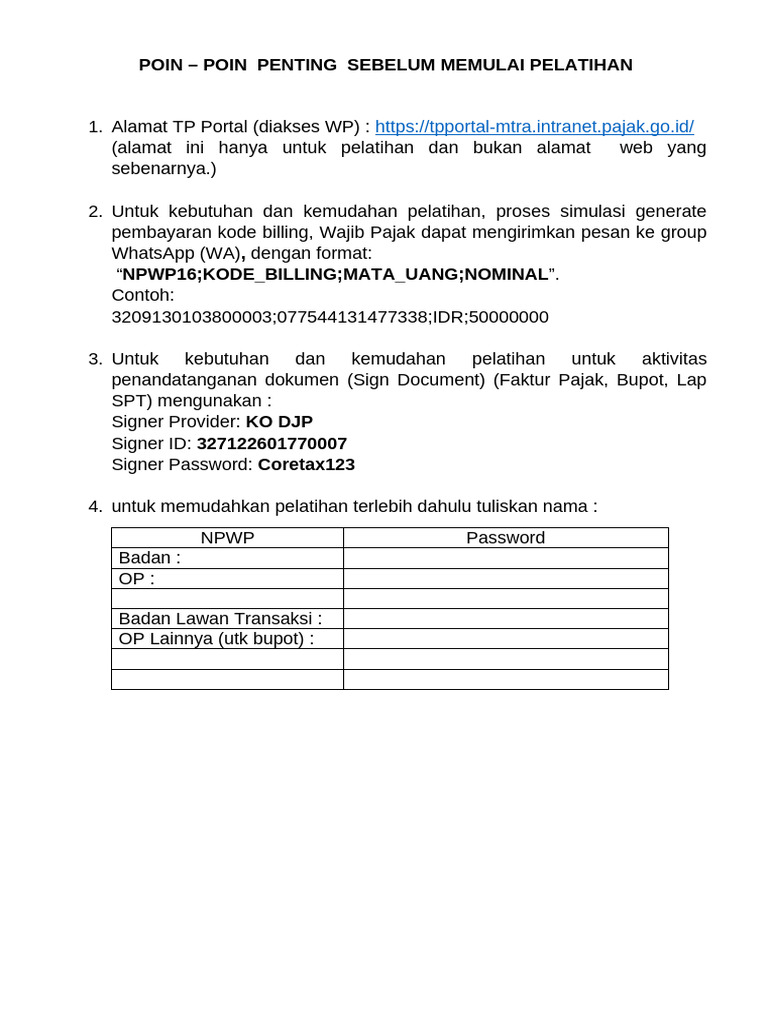 Point Point Penting Pelatihan Coretax WP | PDF