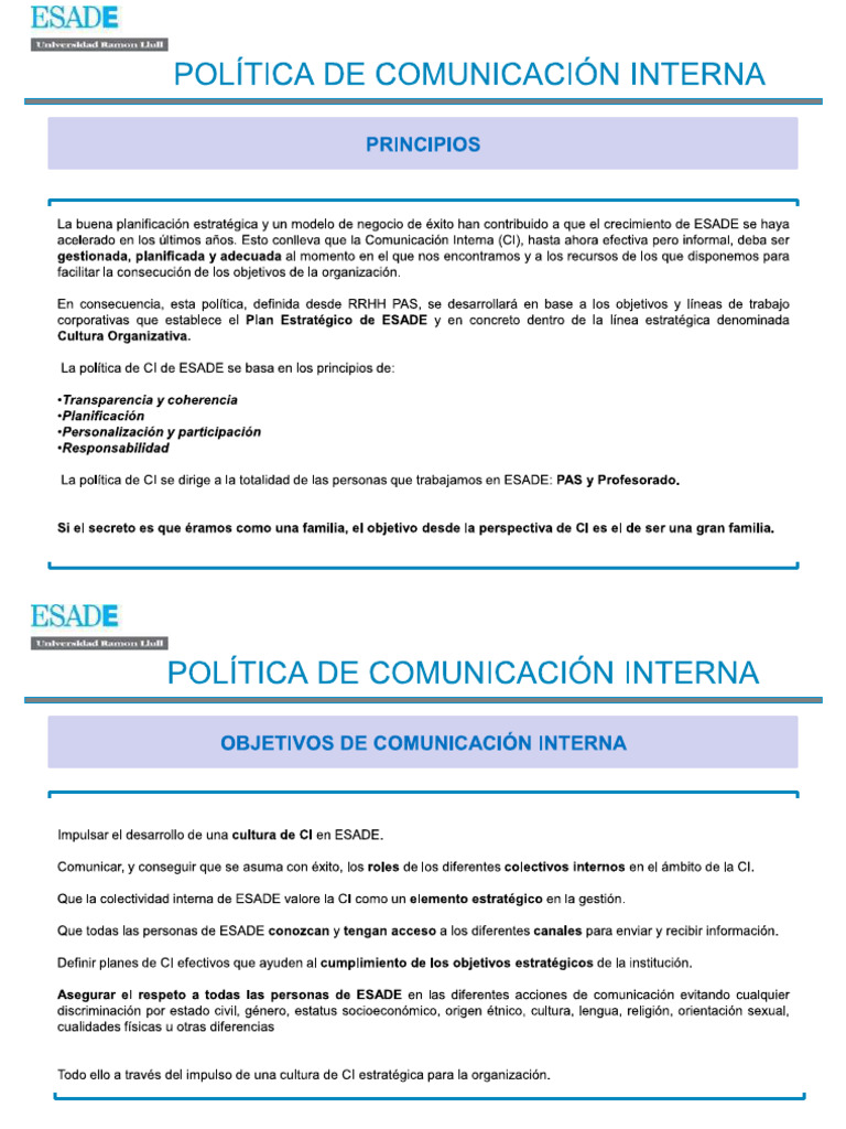 Modelo de politica de comunicación interna | PDF