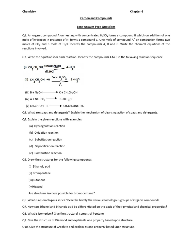 Chemistry Class 10th Carbon and Its Compounds | PDF | Alkene ...