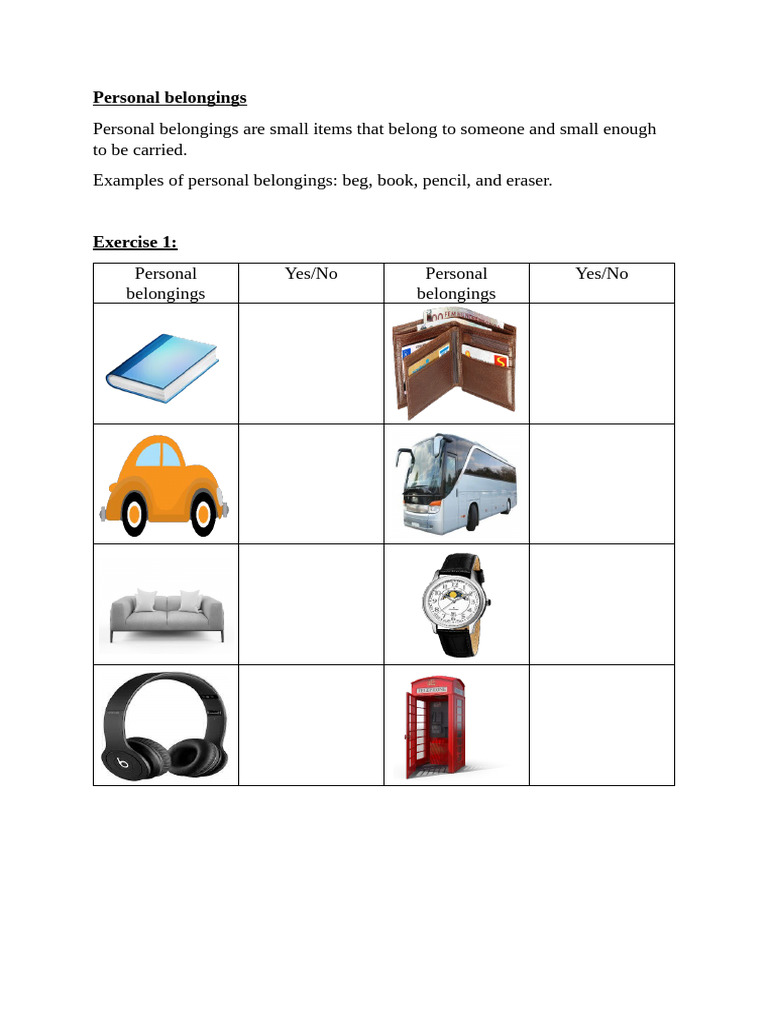 Caring for Personal Belongings Guide | PDF