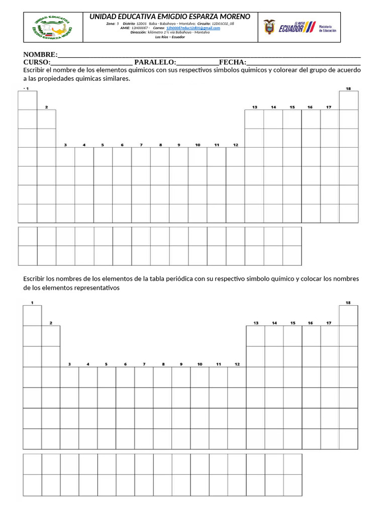 Tabla Periodica Actividad en Clases | PDF | Ciencias sociales