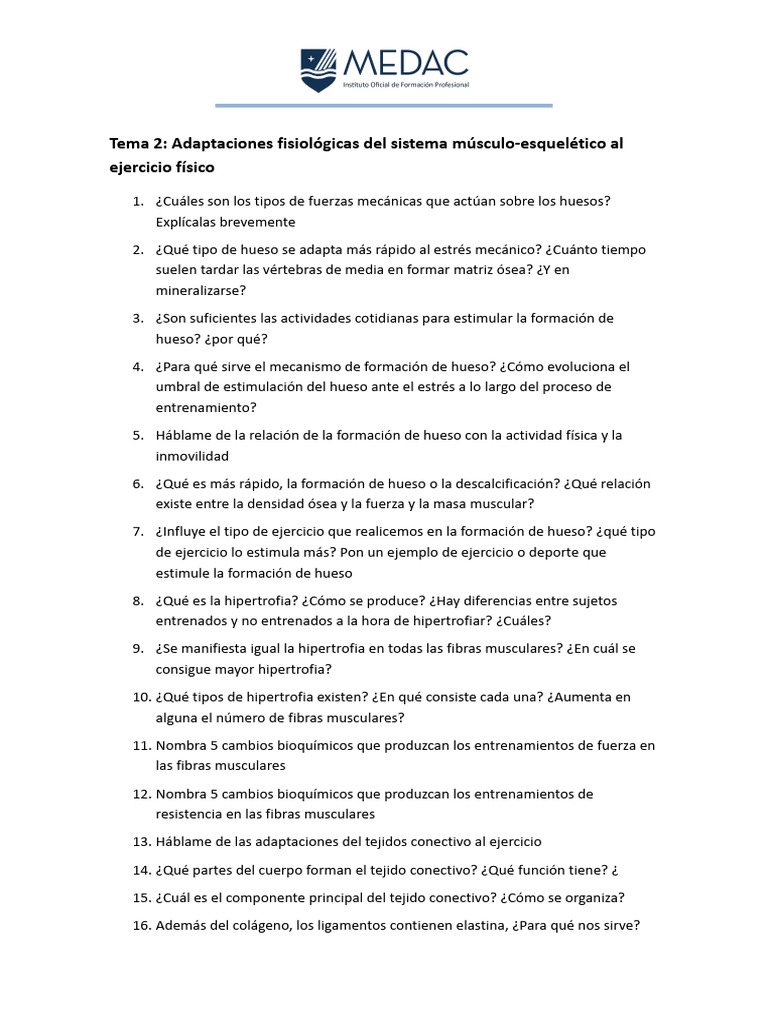 Repaso Tema 2 | PDF | Hueso | Músculo