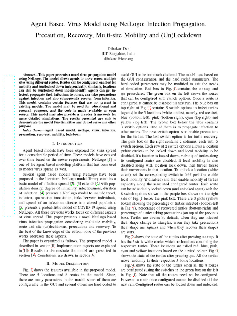 Agent Based Virus Model Using Netlogo: Infection Propagation ...