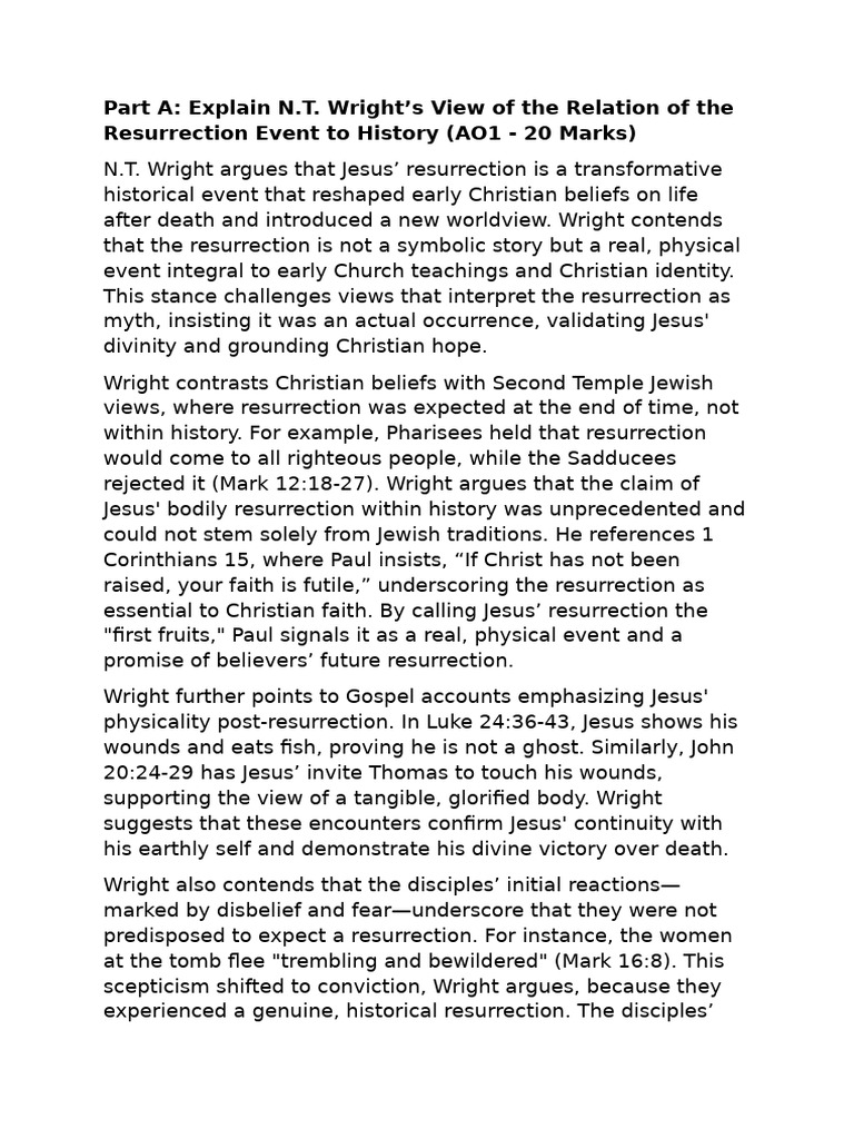 RS Essay | PDF | Resurrection Of Jesus | Jesus