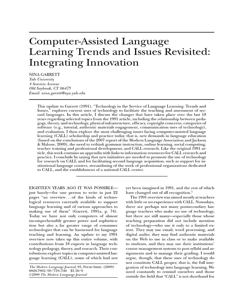 The Modern Language Journal - 2009 - GARRETT - Computer Assisted ...