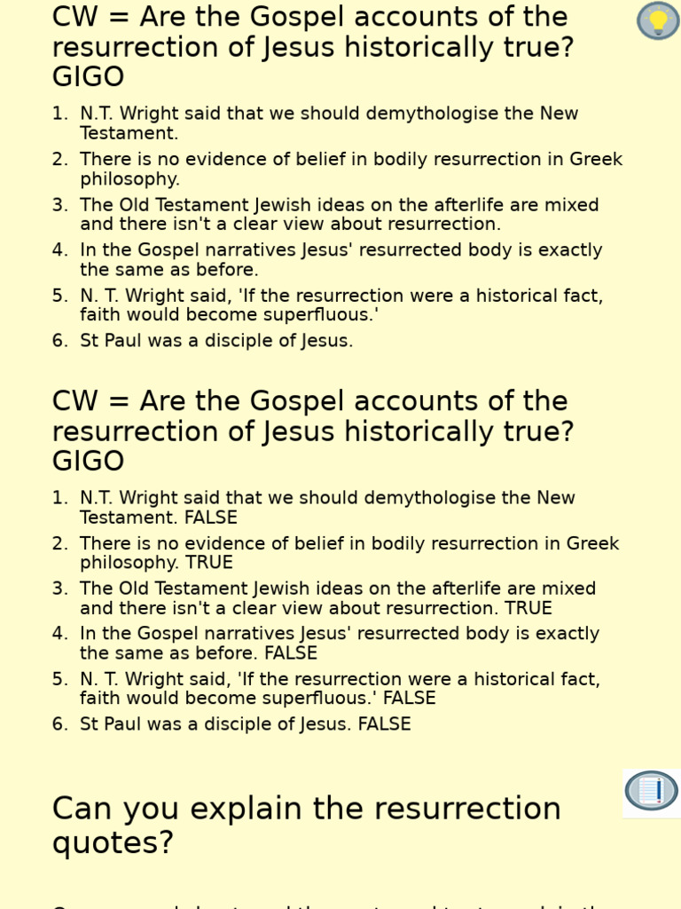 Lesson 8 Evaluation of Resurrection | PDF | Resurrection Of Jesus | Jesus