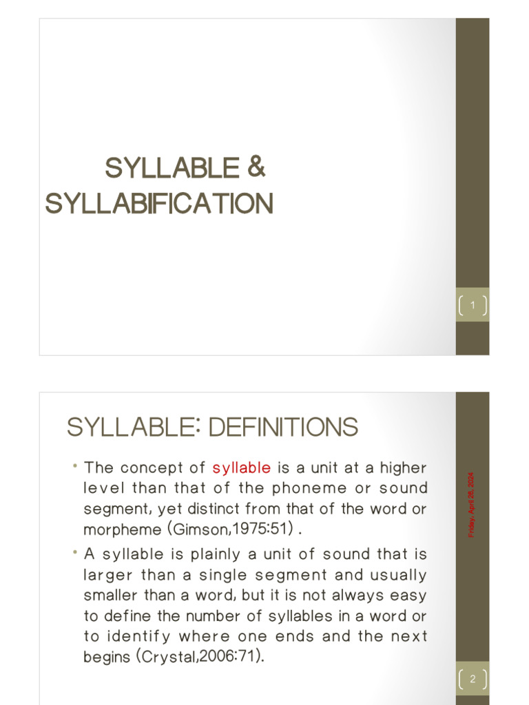 syllable 1 | PDF | Syllable | Consonant