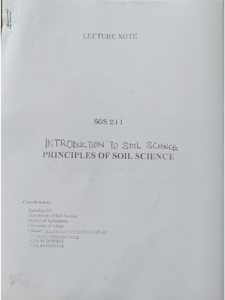 SOS 211 Introduction To Soil Science | PDF