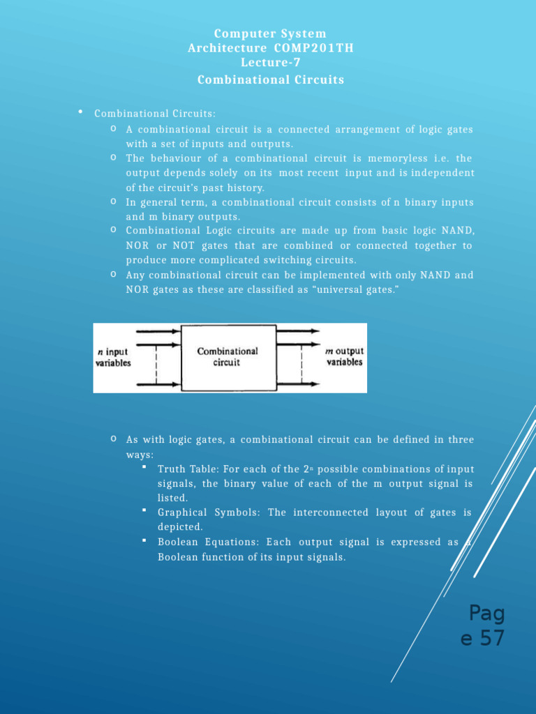 Lecture 7 Combinational Circuits (Half - Full Adder) | PDF | Logic Gate ...