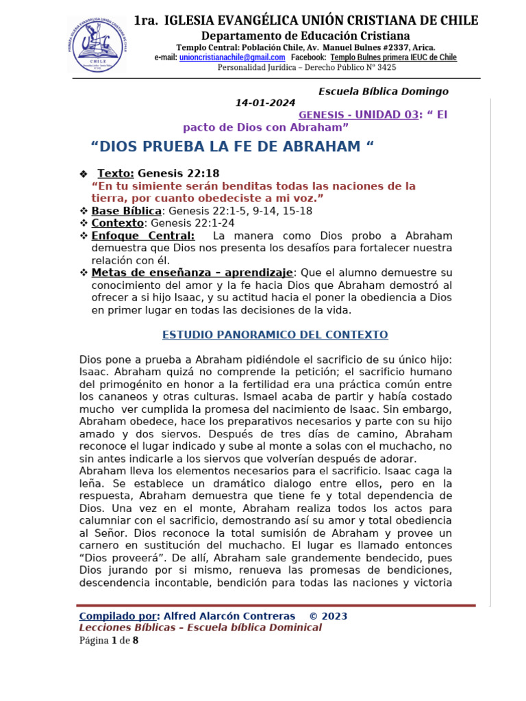 GENESIS UNIDAD 03 - Leccion N. 05 DIOS PRUEBA LA FE DE ABRAHAM | PDF | Abrahán | Cristo (título)