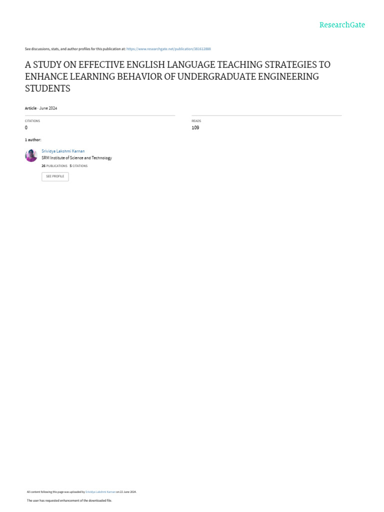 A Study On Effective English Language Teaching Strategies To | PDF ...