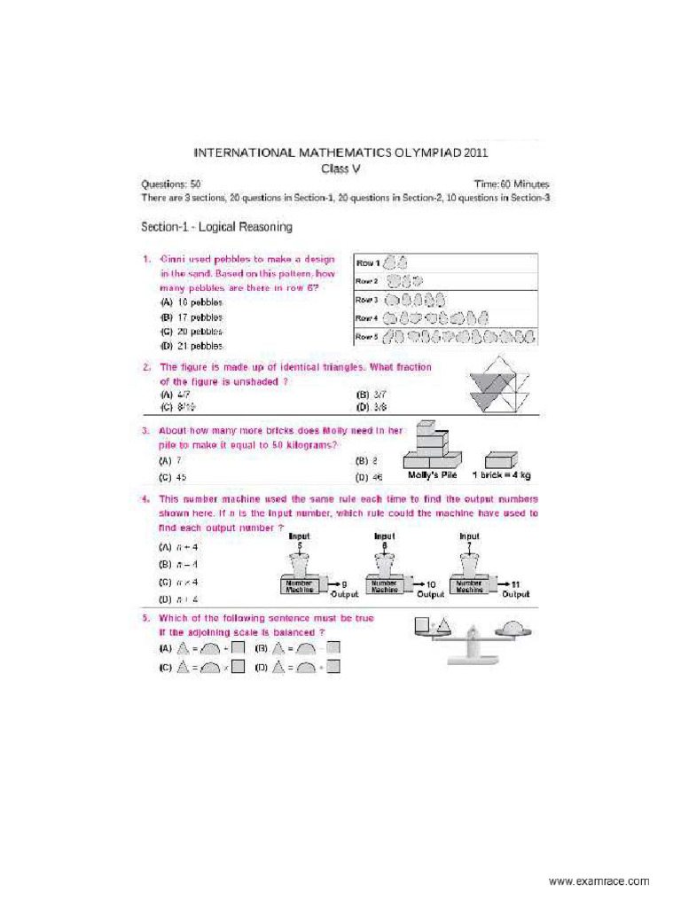 IMO Class 5 Paper | PDF