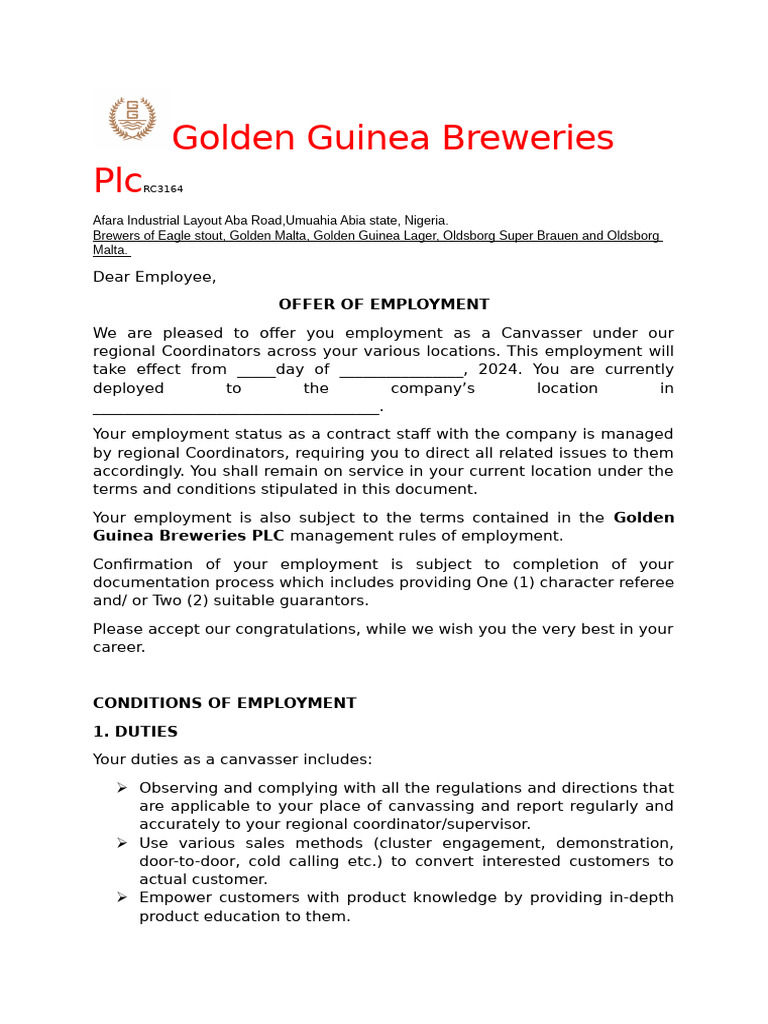 Employment Offer Letter | PDF | Employment | Loyalty