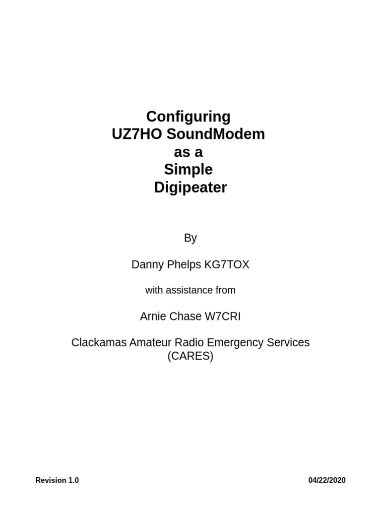 Configuring UZ7HO SoundModem As A Simple Digipeater | PDF | Computer ...