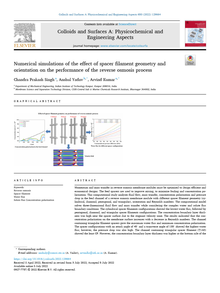 Numerical Simulations Of The Effect Of Spacer Filament Geometry And Orientation On The