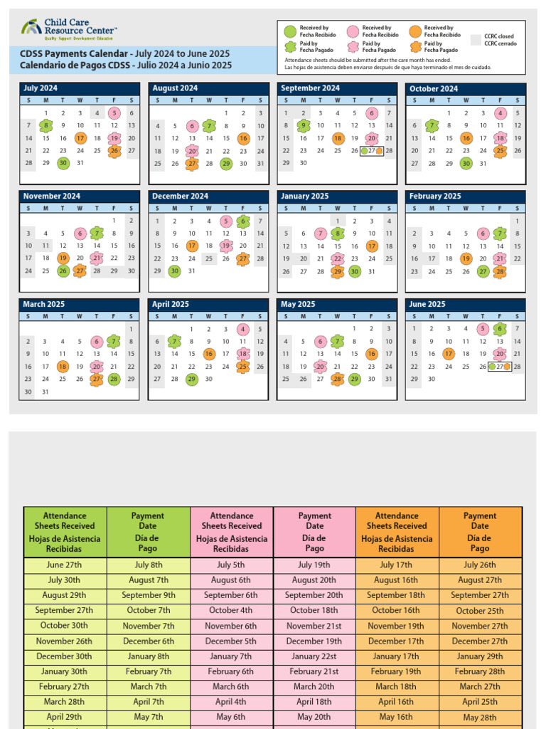 CDSS Payment Calendar July 2024 To June 2025 | PDF